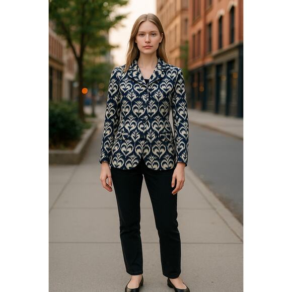 Ellen Tracy | Jackets & Coats | 23ellen Tracy Blue And White Ikat ...